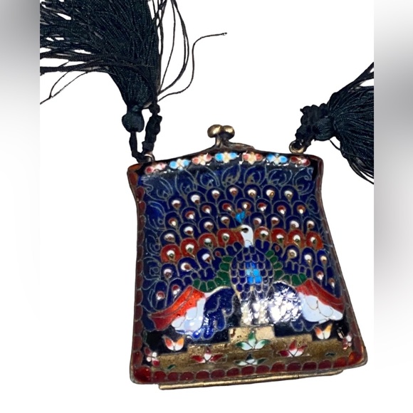 Vintage | Bags | Vintage Peacock Small Enamel Purse | Poshmark